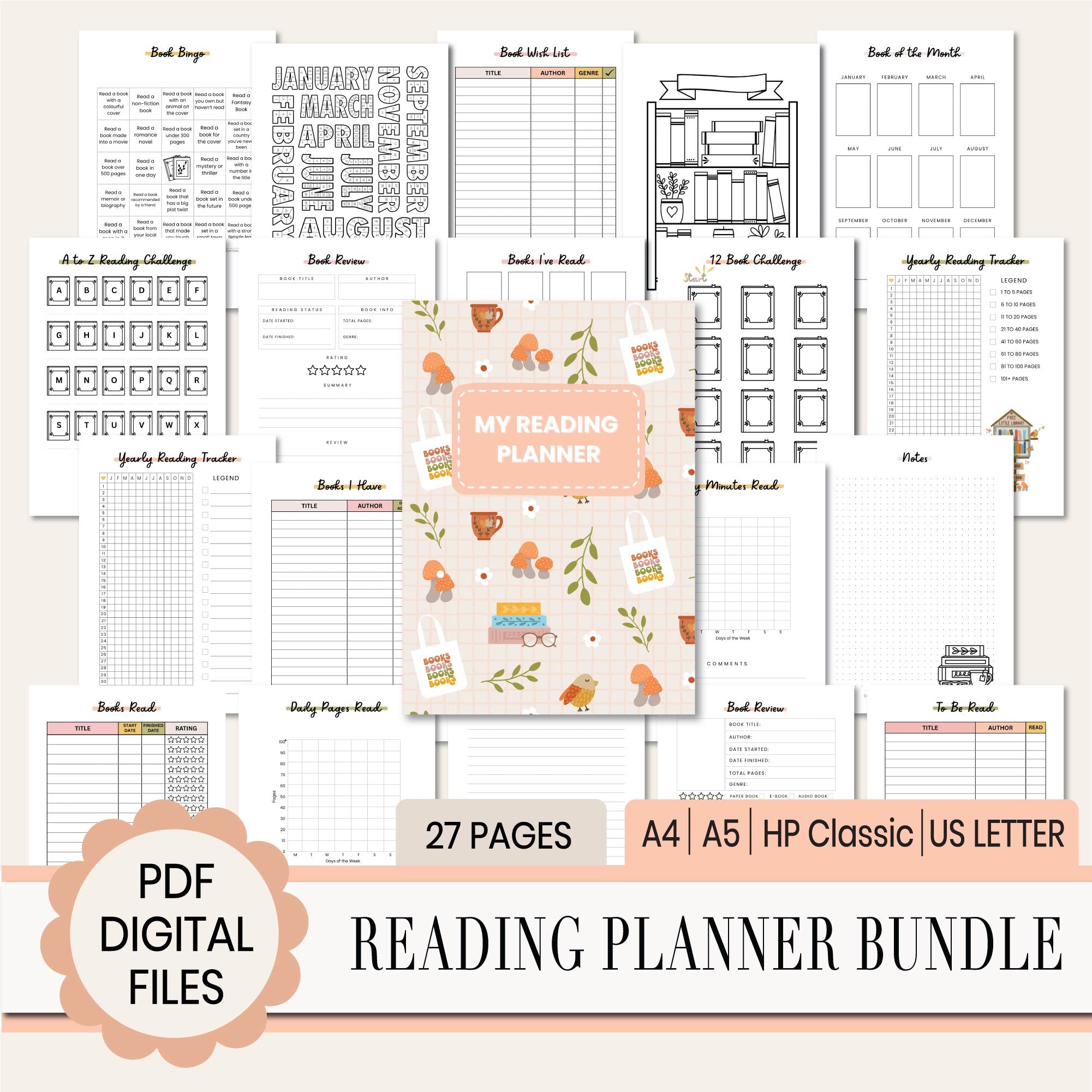 Book Tracker Printables, Reading Planner PDF, Printable Book Trackers ...