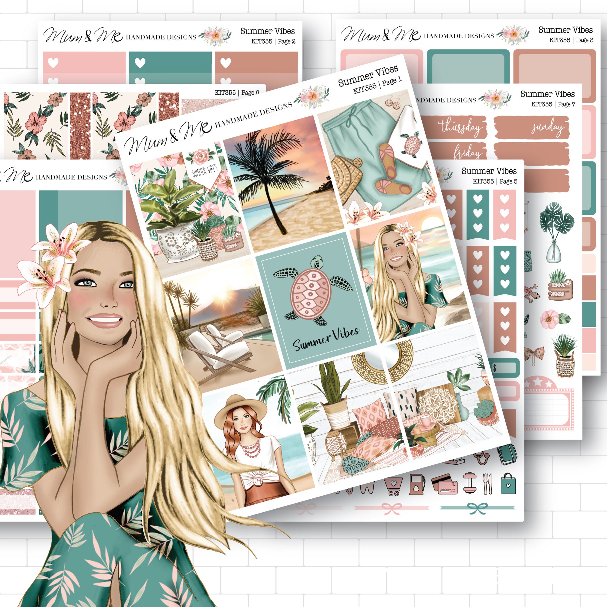 Planner Sticker Kit Summer Vibes, Summer Sticker Kit for Planners and ...
