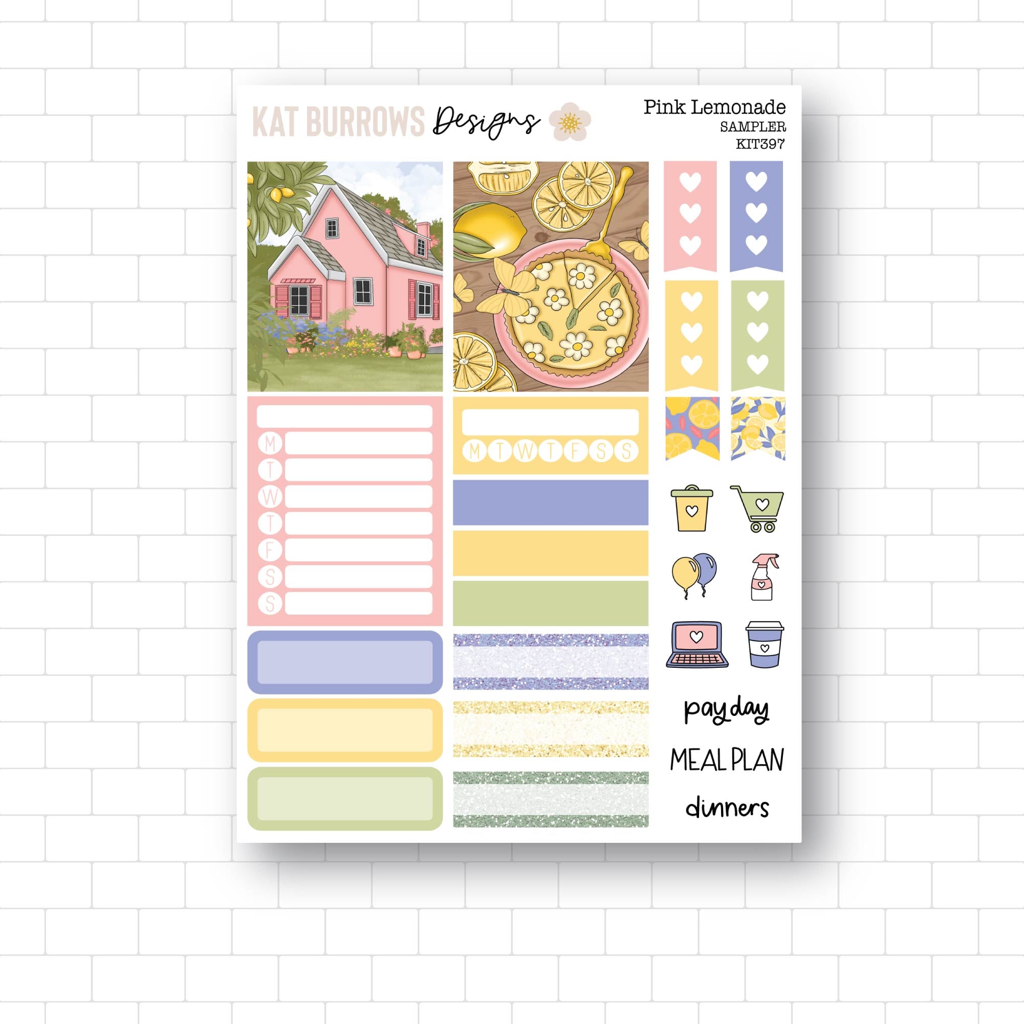 Pink Lemonade Sampler Weekly Kit Planner Stickers, Bookish Stickers for ...