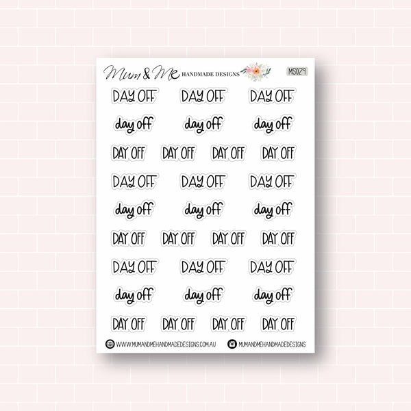 Day Off Script Planner Stickers, Day Off Script Word Stickers, Script ...