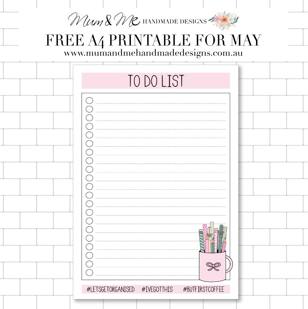 FREE PRINTABLE FOR MAY - TO DO LIST (PRETTY PINK) – Kat Burrows Designs