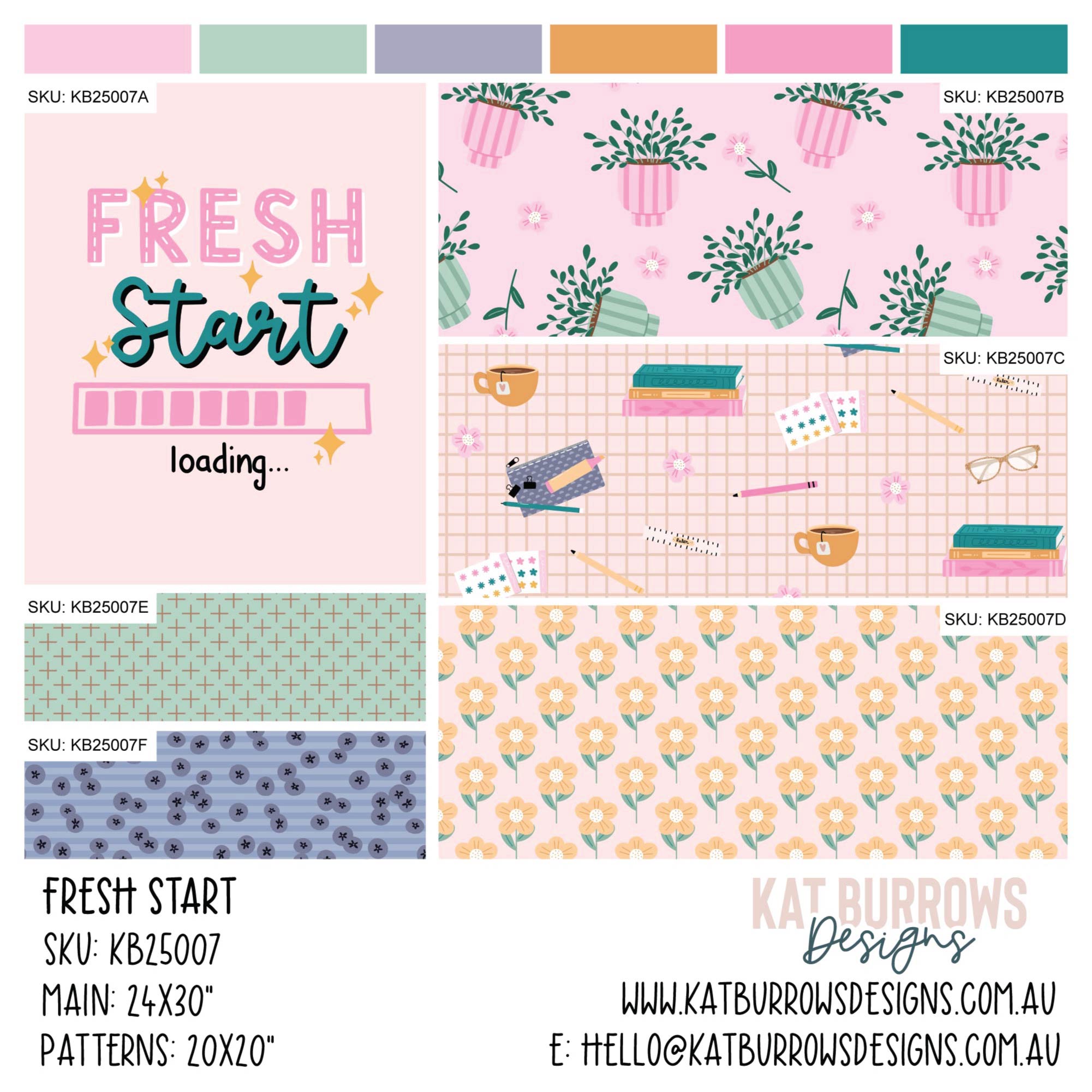 Fresh Start Stickers, Tote Bags, Coasters by Kat Burrows Designs