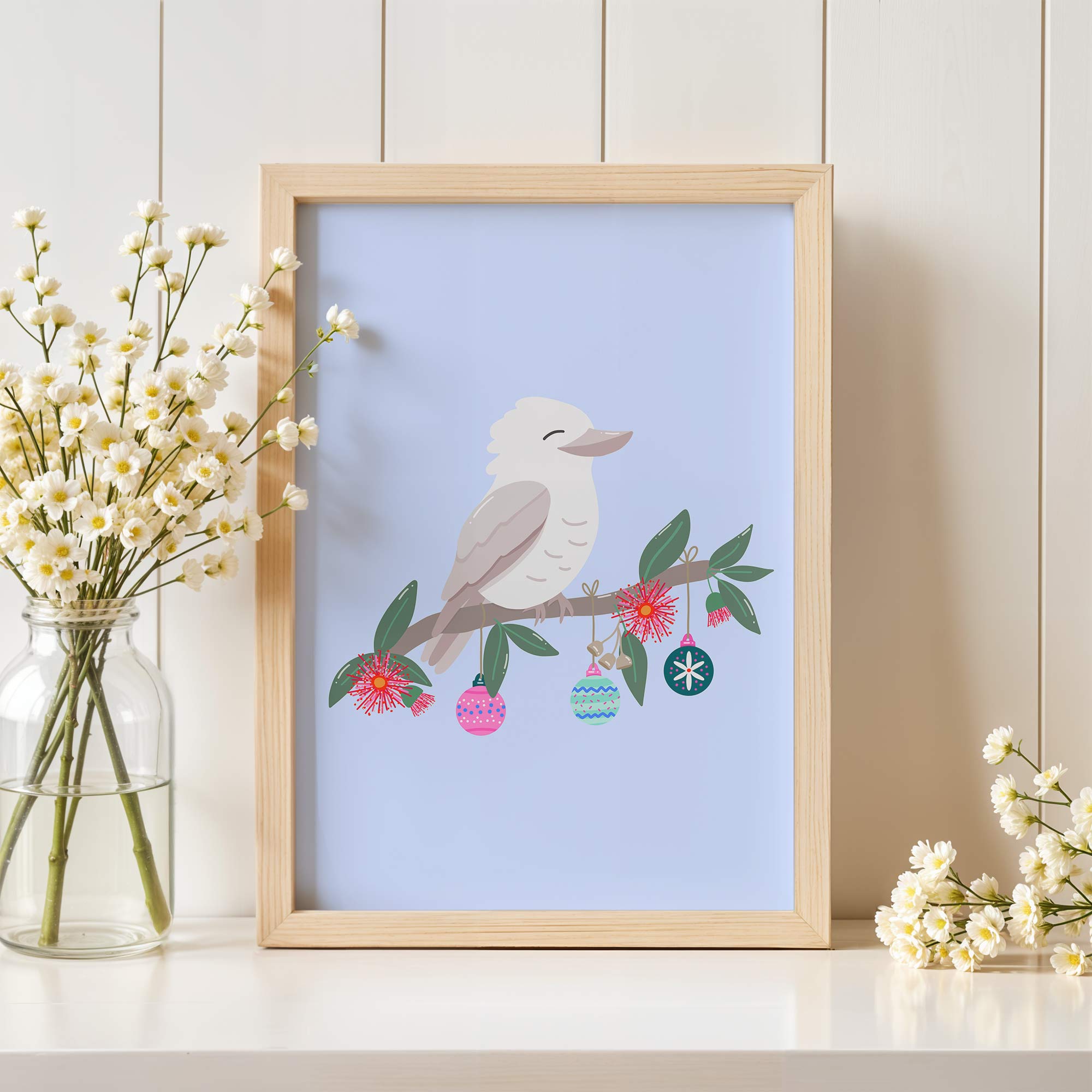 Art Print Christmas Kookaburra, Australian Kookaburra Illustrated Print ...