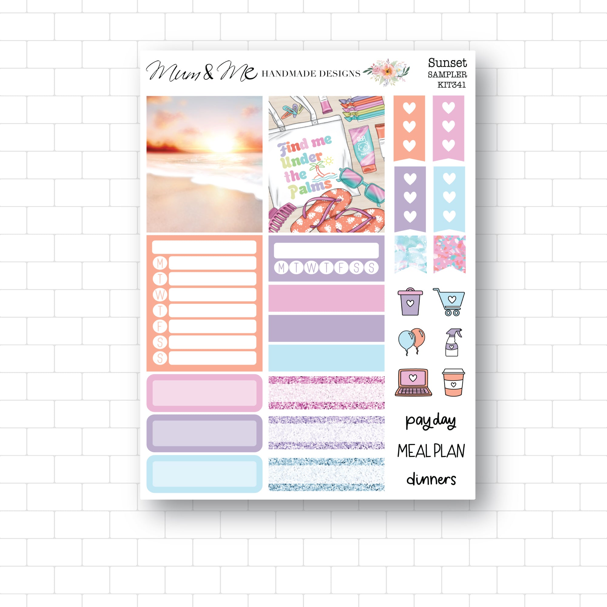 Sunset Sampler Weekly Kit Planner Stickers, Summer Stickers for ...