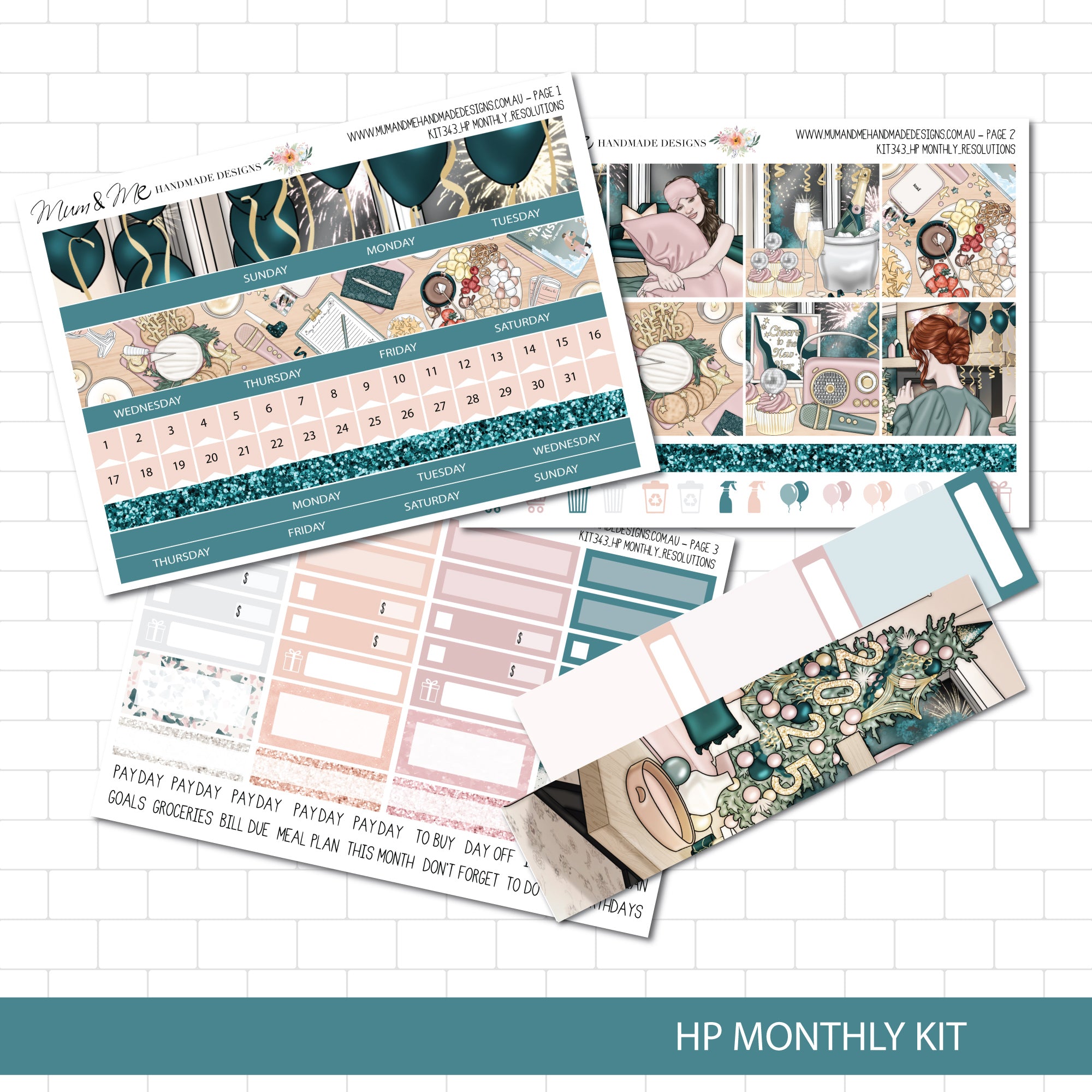 Resolutions HP Monthly Kit Planner Stickers for the Happy Planner ...