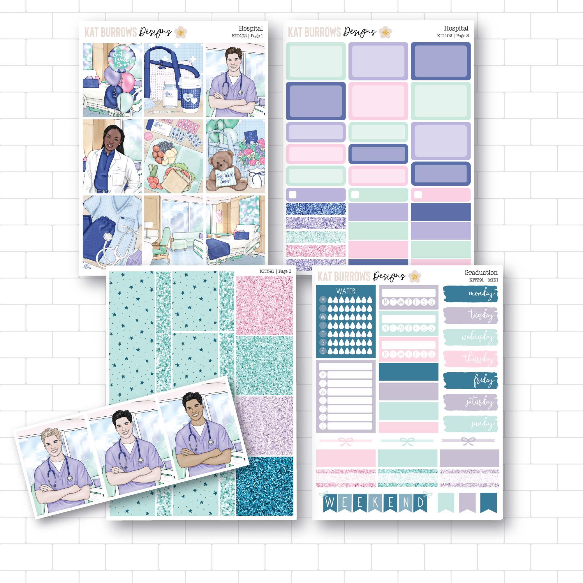 Hospital Planner Stickers, Mini Kit Planner Stickers, Sick Stickers for ...