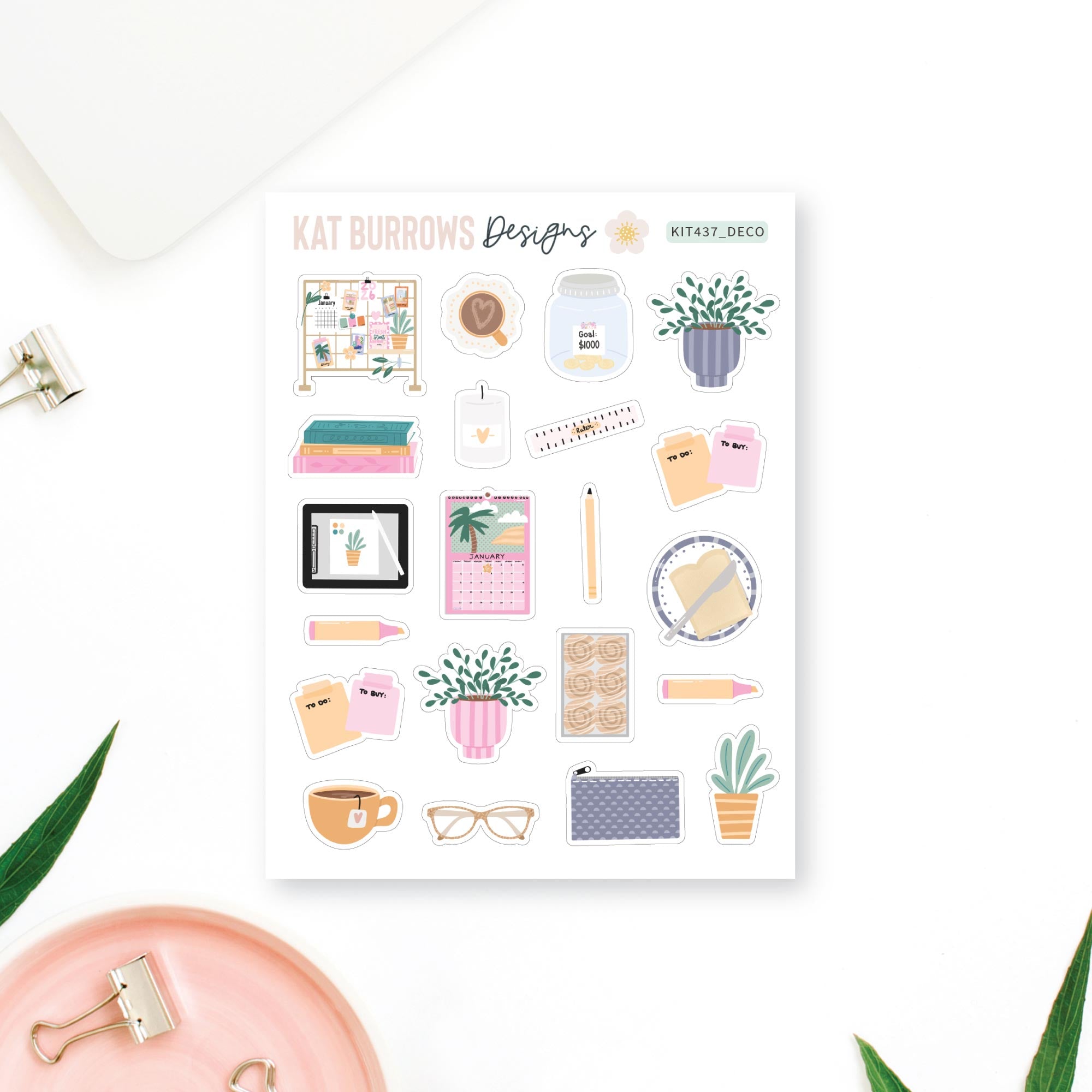 Fresh Start Deco Stickers, New Years Deco Stickers for all planners ...