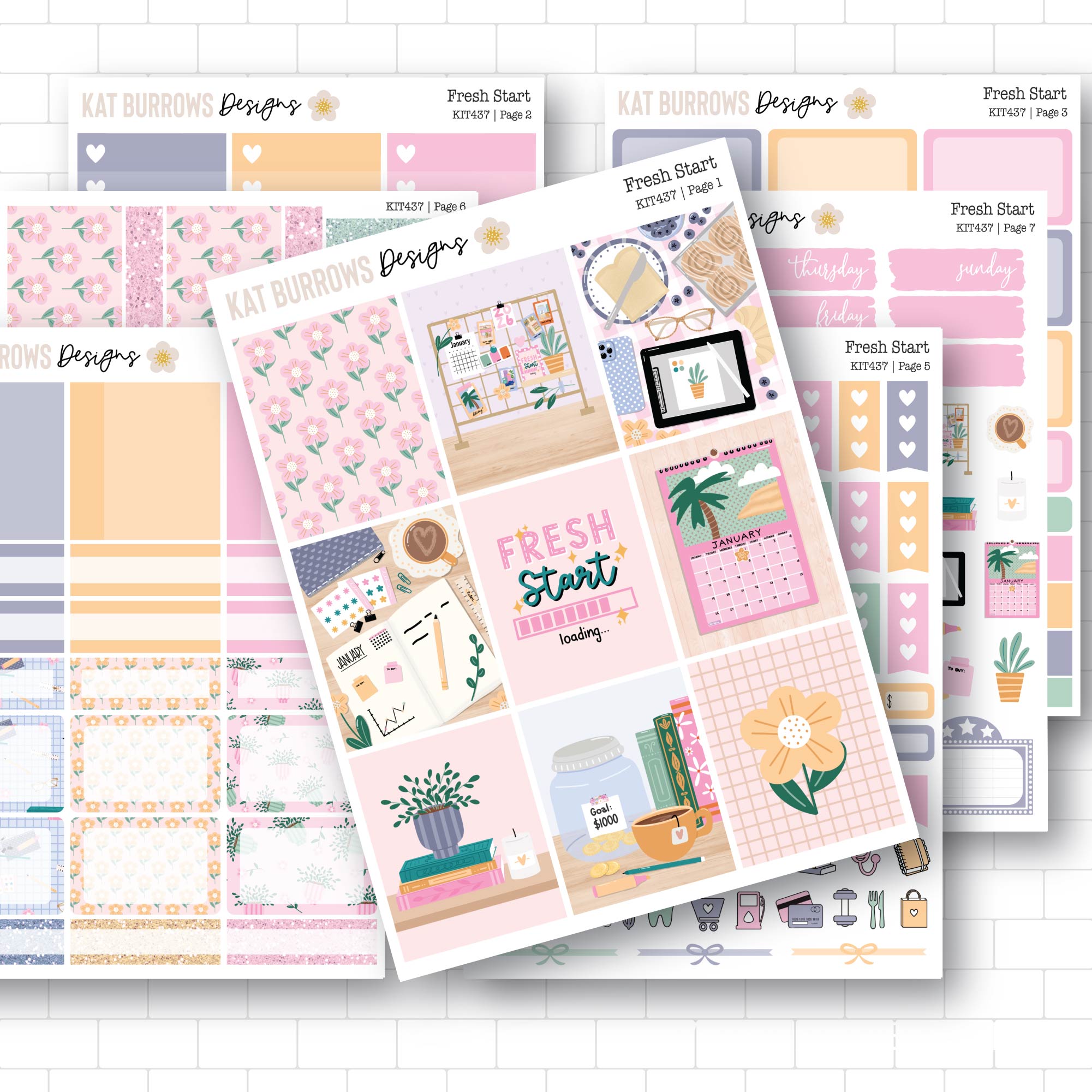 Fresh Start Planner Sticker Kit, New Years Sticker Kit for Planners ...