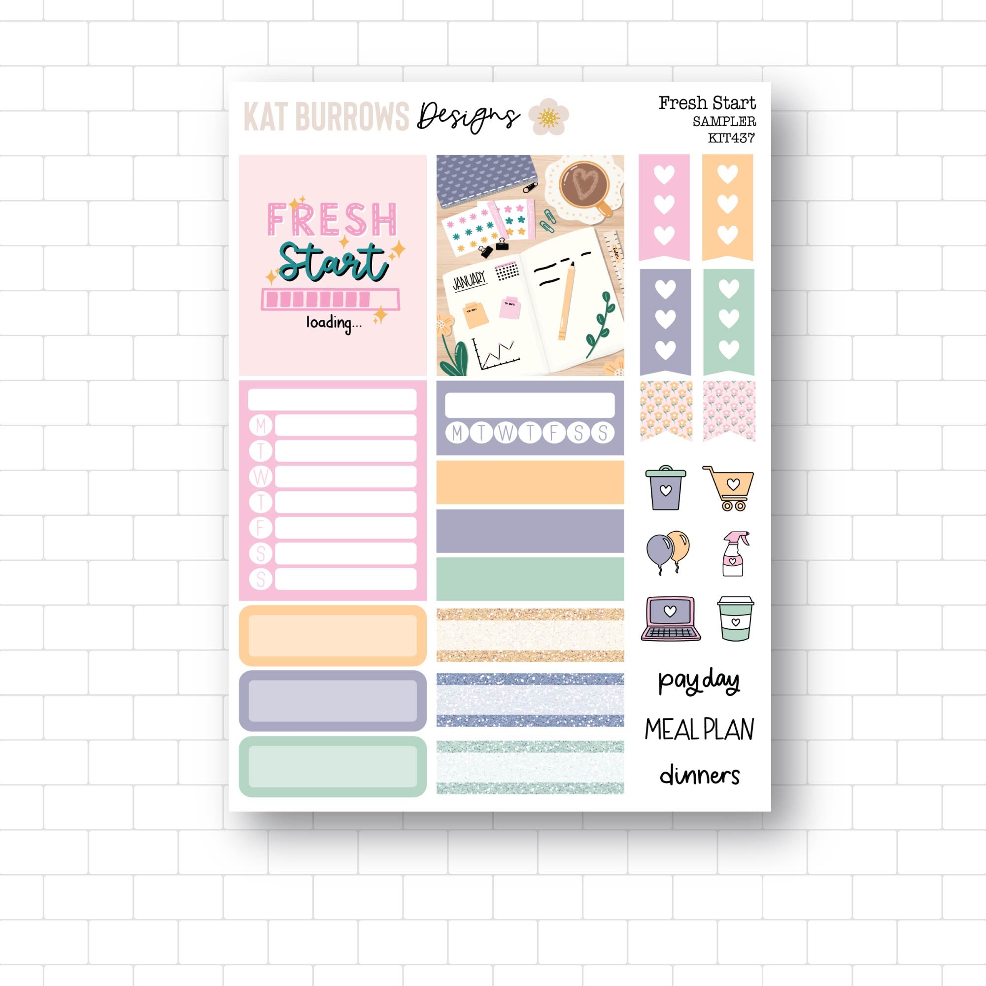 Fresh Start Sampler Weekly Kit Planner Stickers, New Years Stickers for ...
