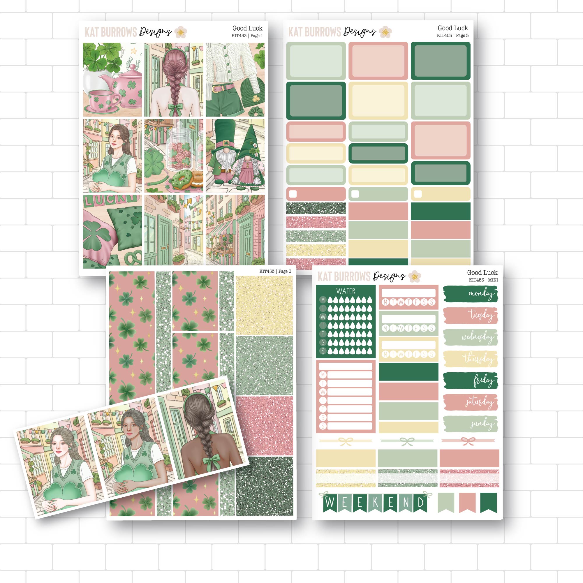 Good Luck Planner Stickers, Mini Kit Planner Stickers, St Patricks Day ...