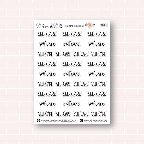Self Care Script Planner Stickers, Self Care Script Word Stickers, Self ...