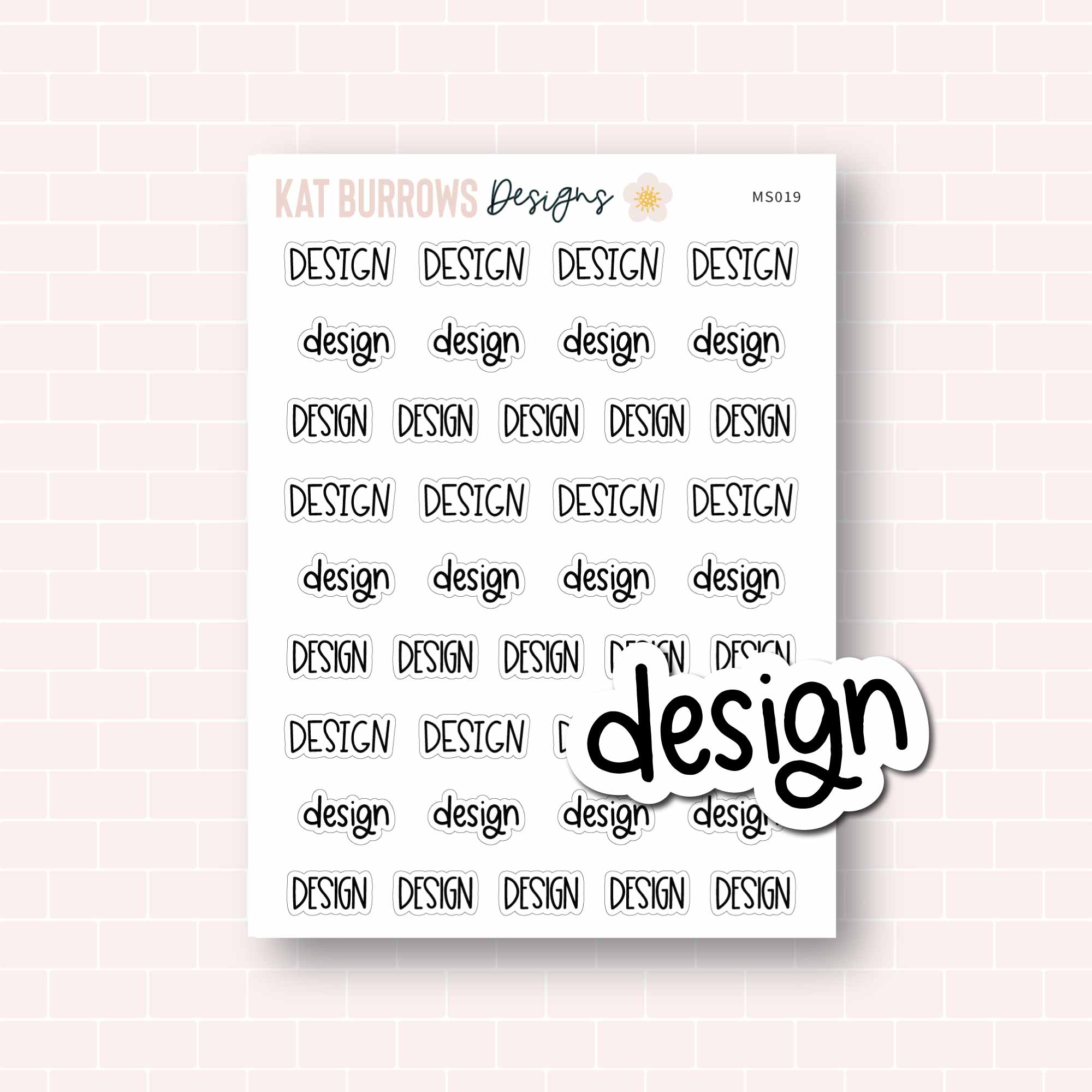 Design Script Planner Stickers, Design Script Word Stickers, Design ...