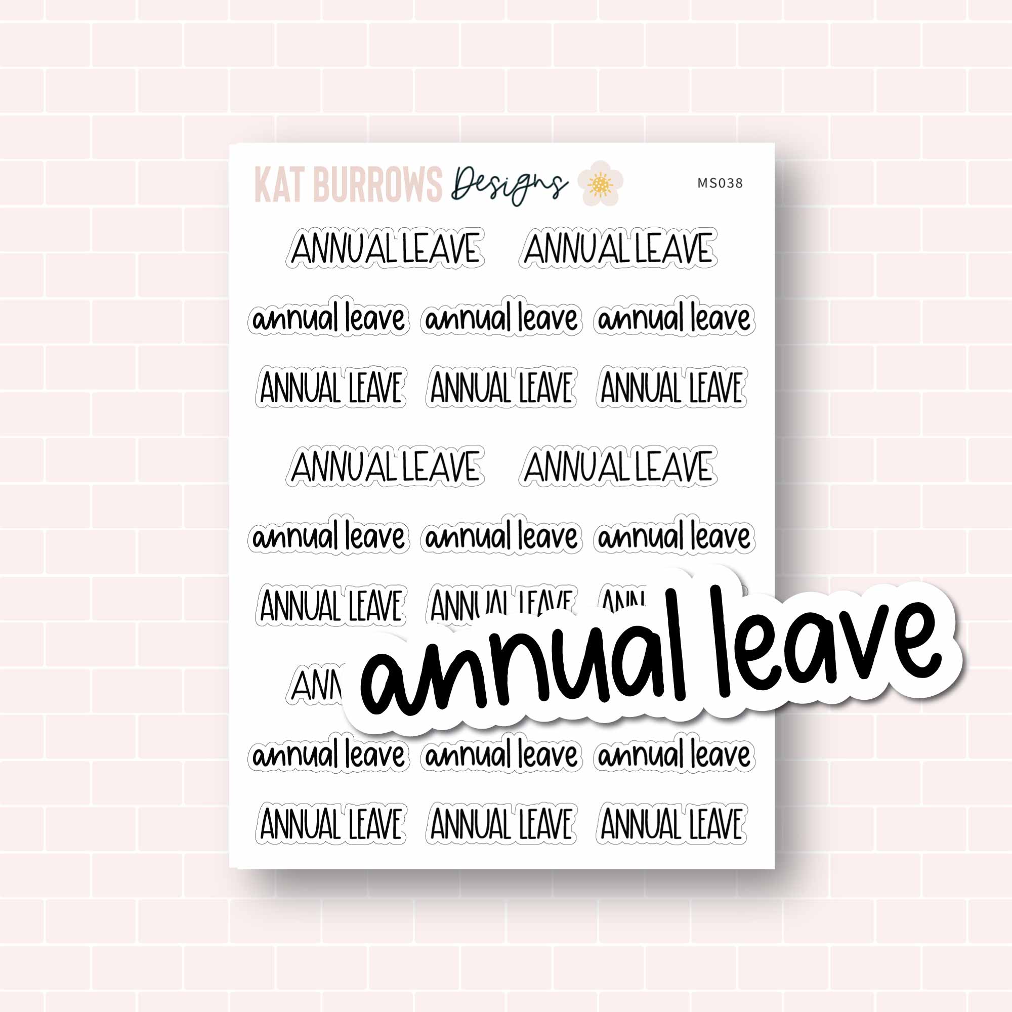 Annual Leave Script Planner Stickers, Annual Leave Script Word Stickers ...