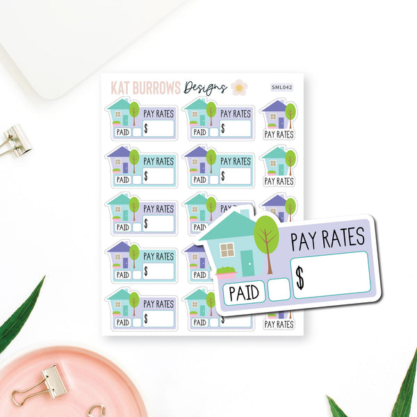 Pay Rates Planner Stickers, Rates Bill Reminder Stickers for planners ...