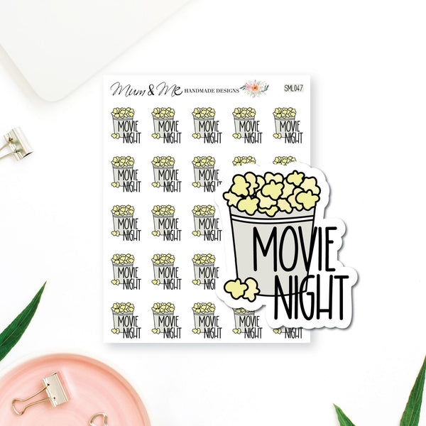 Movie Night Planner Stickers for Happy Planner, Erin Condren Planners ...