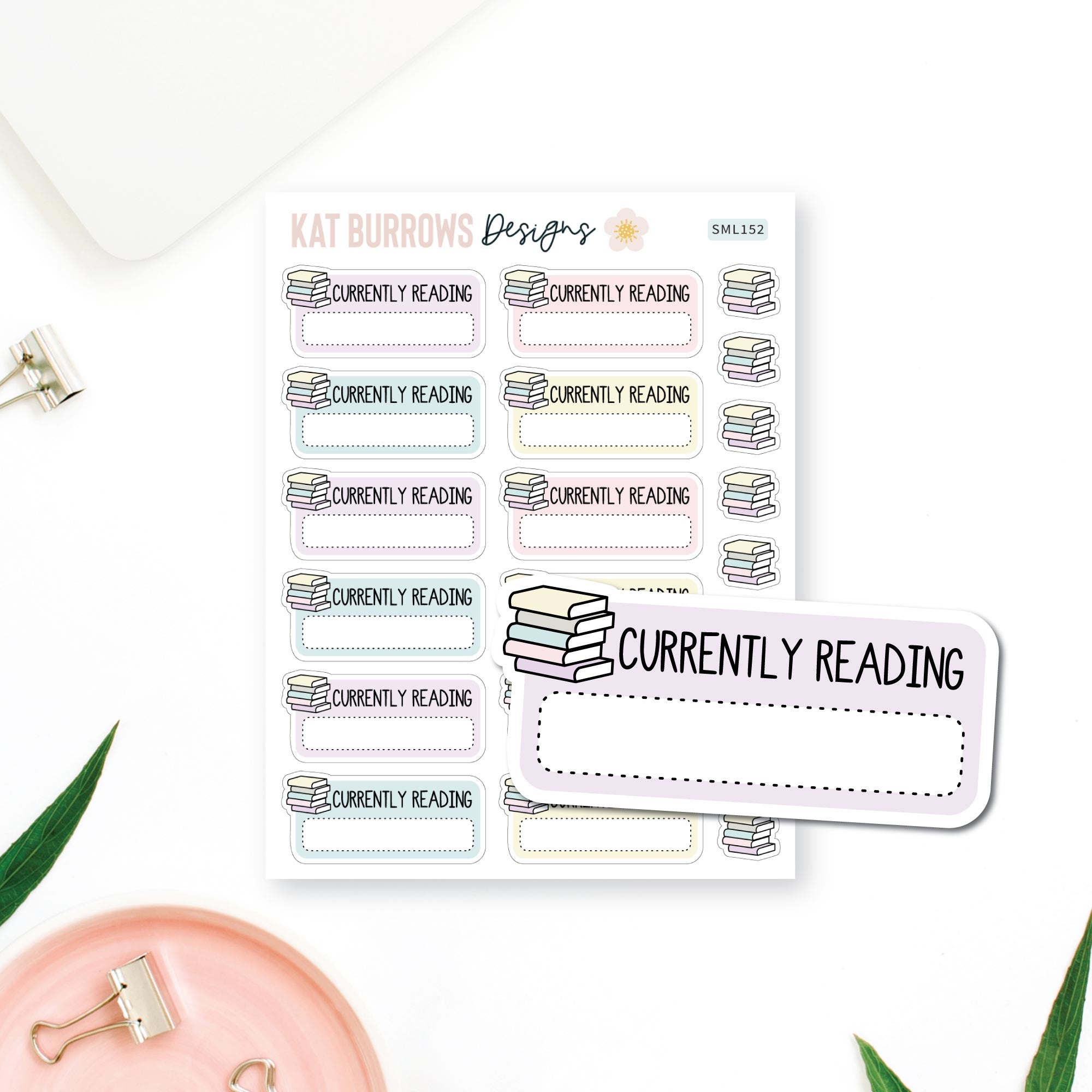 Currently Reading Stickers, Book Planner Stickers for The Happy Planner ...