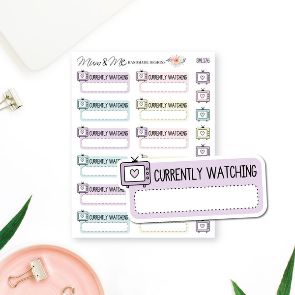 Currently Watching Stickers, TV Planner Stickers for The Happy Planner ...