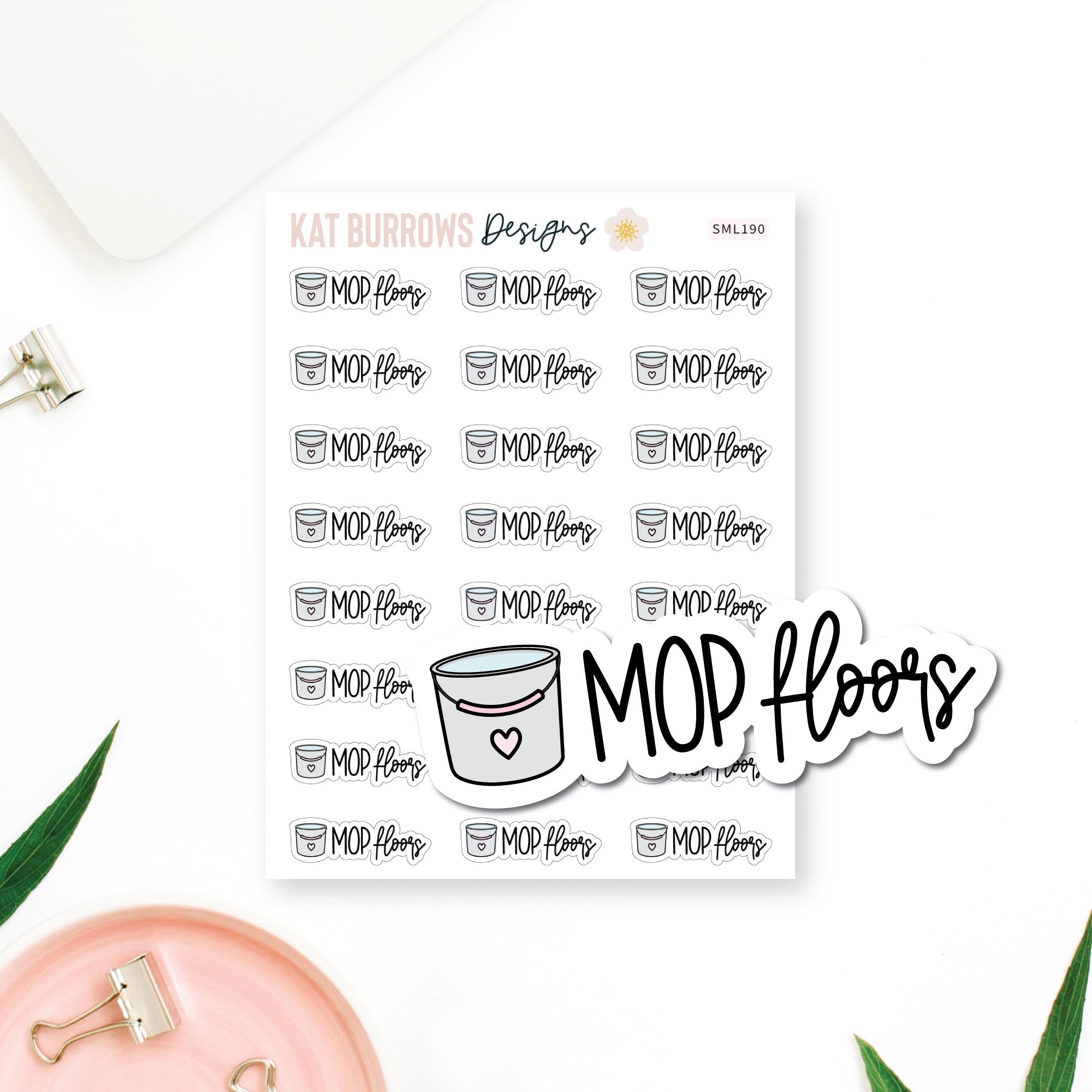 Mop Floors Script Icon Stickers, Mop Floors Stickers for The Happy ...
