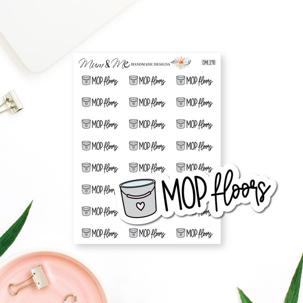 Mop Floors Script Icon Stickers, Mop Floors Stickers for The Happy ...