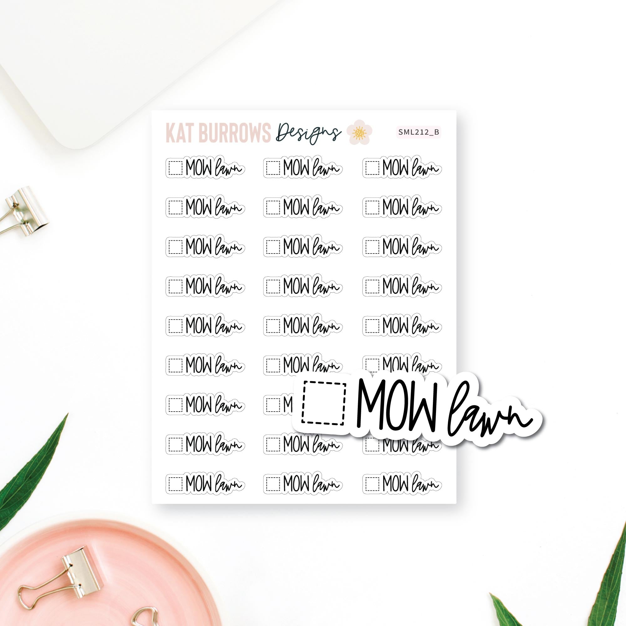 Checkbox Mow Lawn Planner Stickers, Mow Lawn Stickers for planners ...