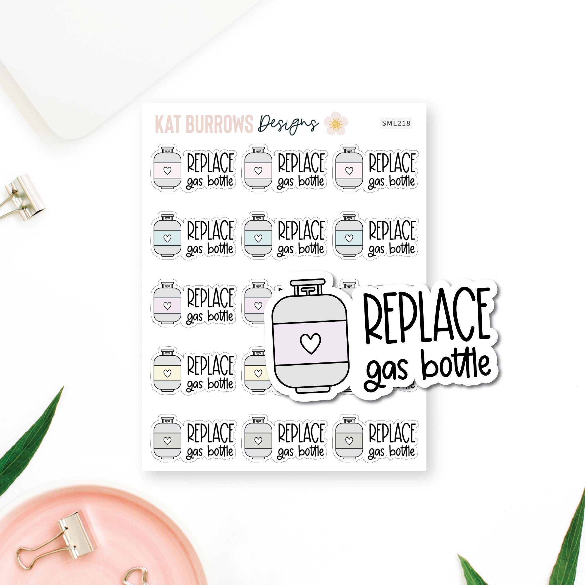 Gas Bottle Planner Stickers, Reminder Stickers for planners, Script ...