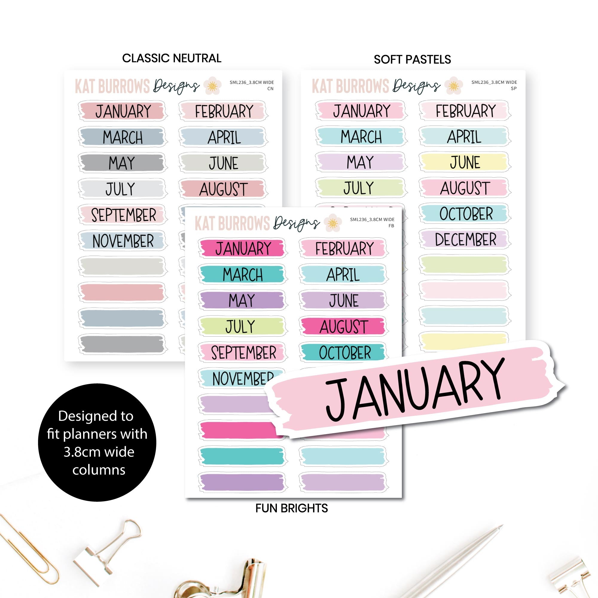 Highlighter Monthly Header Stickers in Assorted Colours for your ...