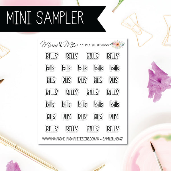 Bills Script Sampler Planner Stickers, Bills Script Planner Stickers ...