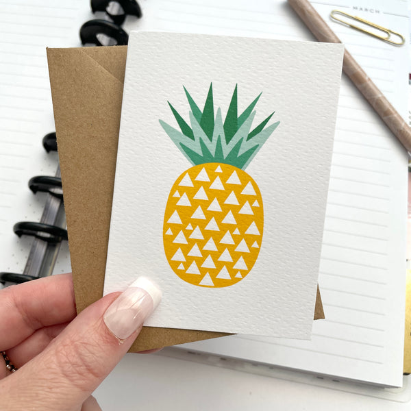A Mini Greeting Card and Kraft Envelope, Pineapple Card, Boho Card ...