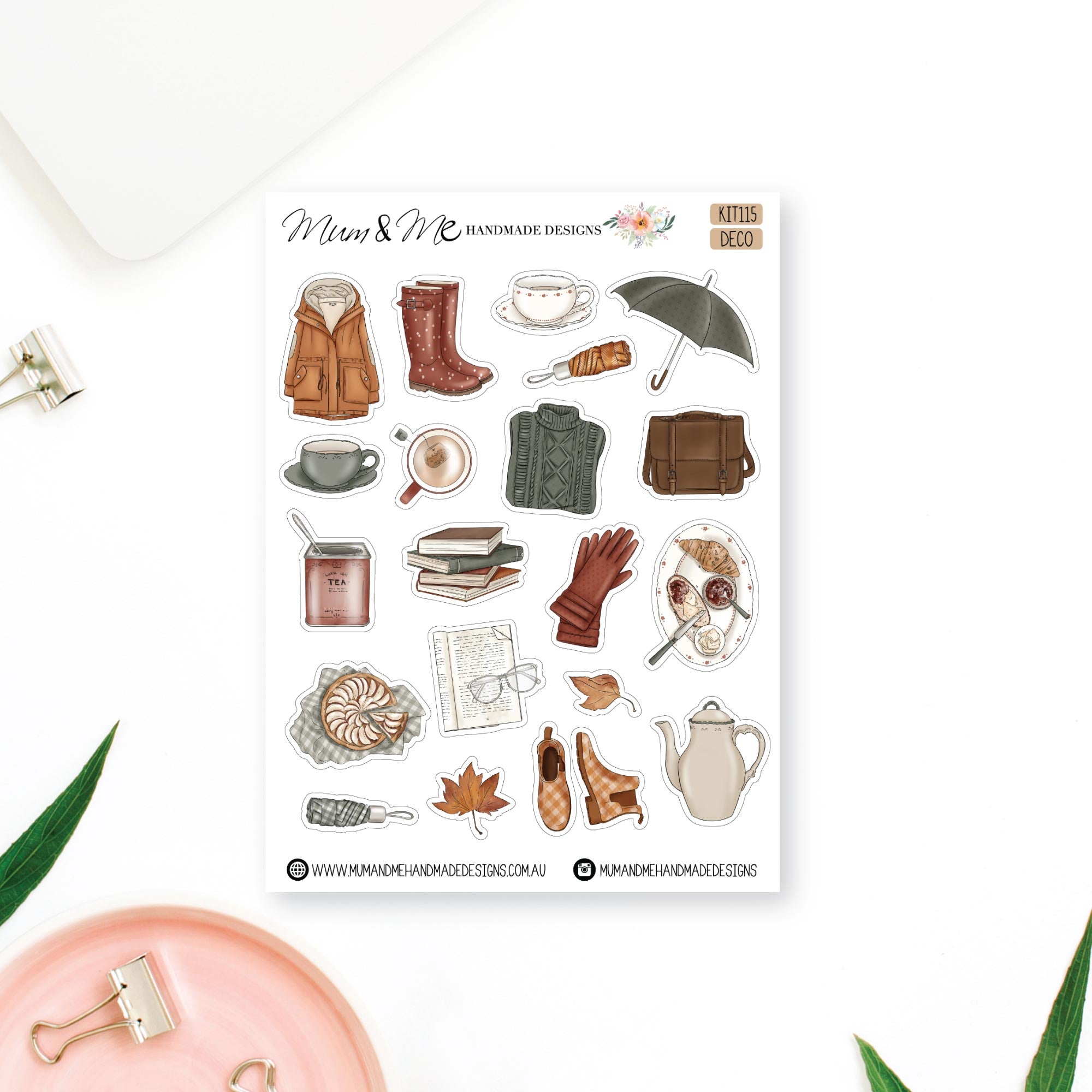 Autumn Stickers, Rainfall Deco Planner Stickers for The Happy Planner ...