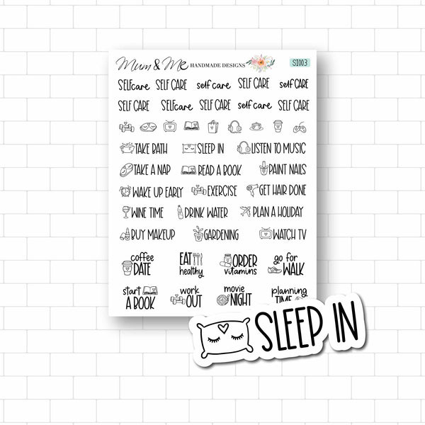 Script Icon Planner Stickers, Self Care Script Word Stickers, Self Care ...