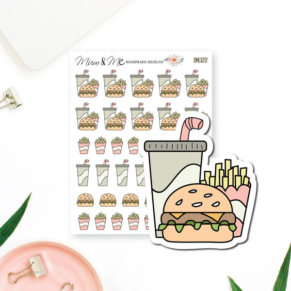 Fast Food Planner Stickers, Burger Stickers, Chip Stickers for The ...