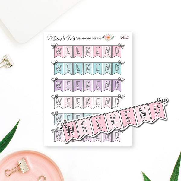 Weekend Banner Planner Stickers, Weekend Banner Stickers for The Happy ...