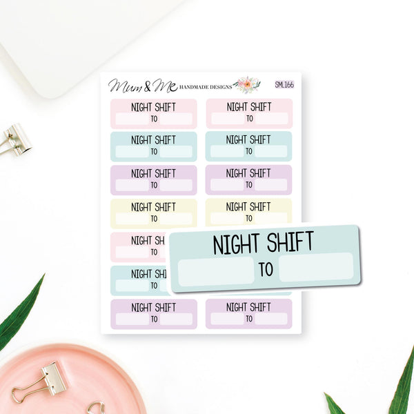 Night Shift Hours Stickers, Night Shift Stickers for The Happy Planner ...